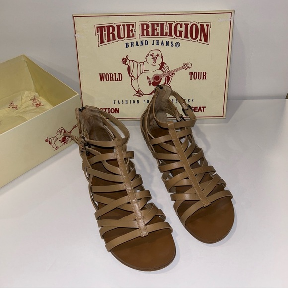 True Religion | Shoes | True Religion Leather Gladiator Sandals 85 In ...